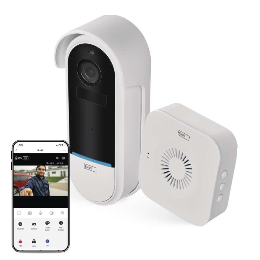 GoSmart Wireless battery-powered video doorbell IP-15S with WiFi - EMOS ...