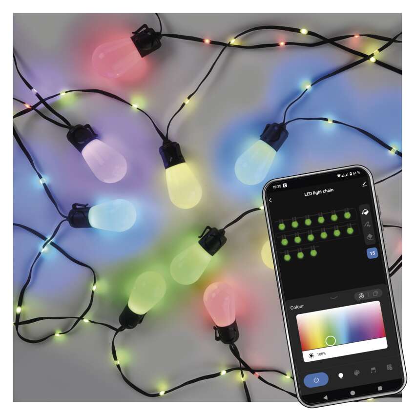 GoSmart LED String Lights – 15× Party Bulbs, 15 m, Outdoor and Indoor ...